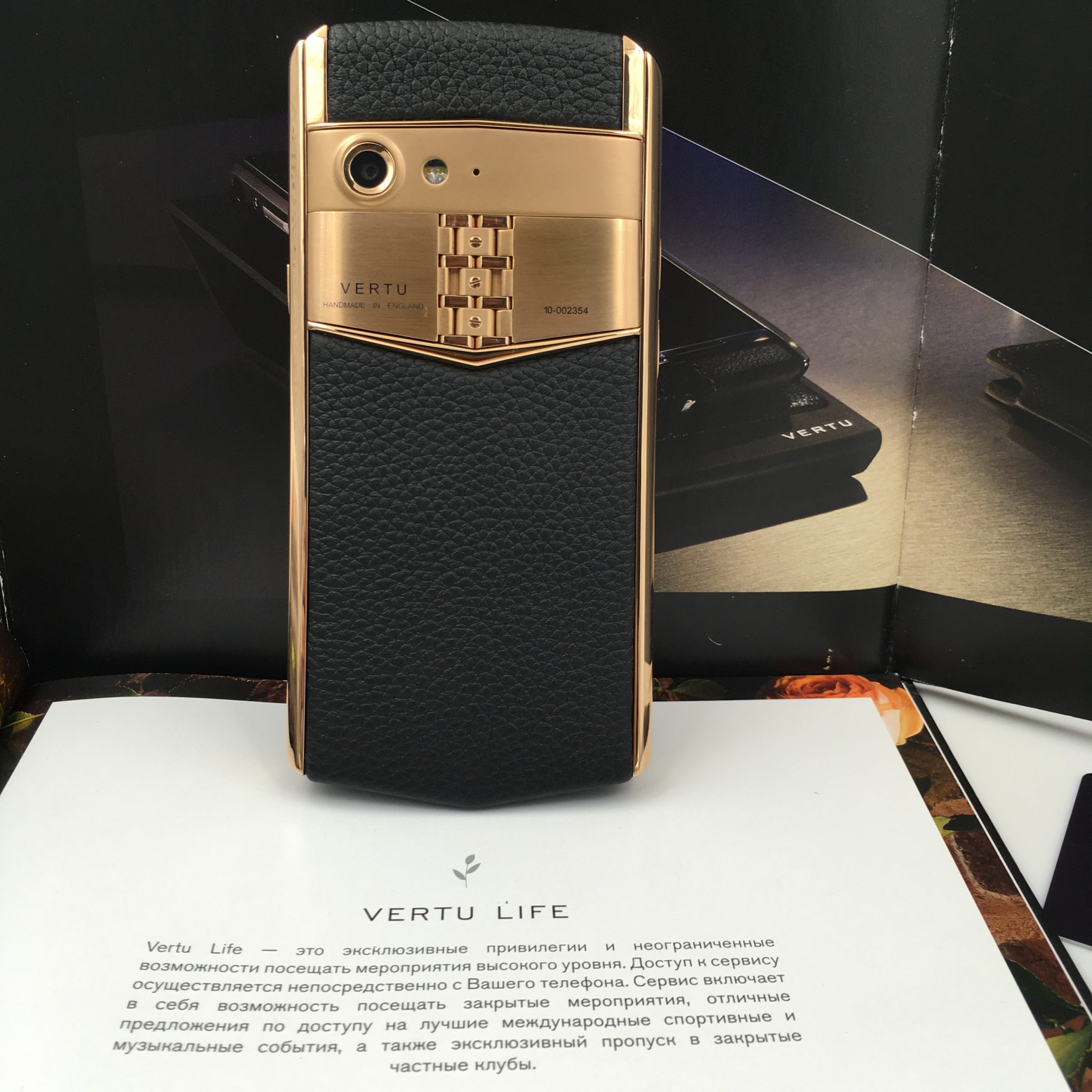 ASTER P BLACK Gold Calf Hide Dual Sim Card – Go Easy For Vertu