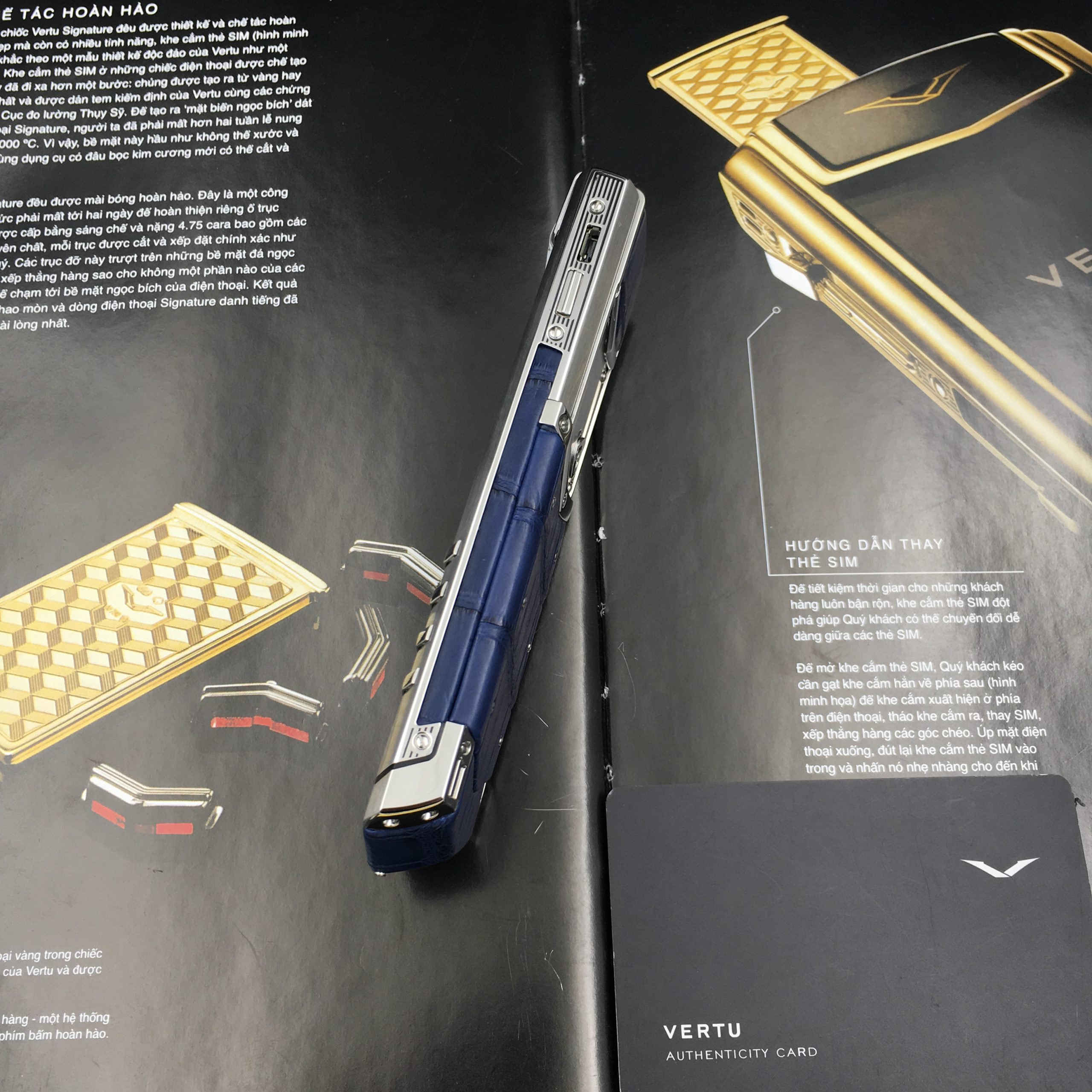 Signature S – Authentic Navy Blue Crocodile – Go Easy For Vertu