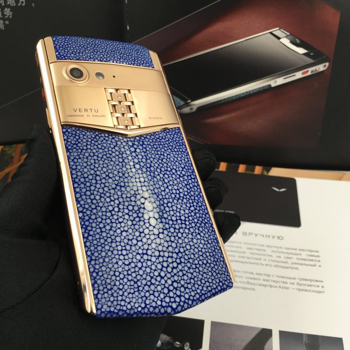 ASTER P Blue Pearl Fish Skin Dual Sim Card – Go Easy For Vertu